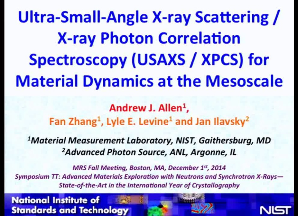 Ultra-Small-Angle X-Ray Scattering - X-Ray Photon Correlation ...